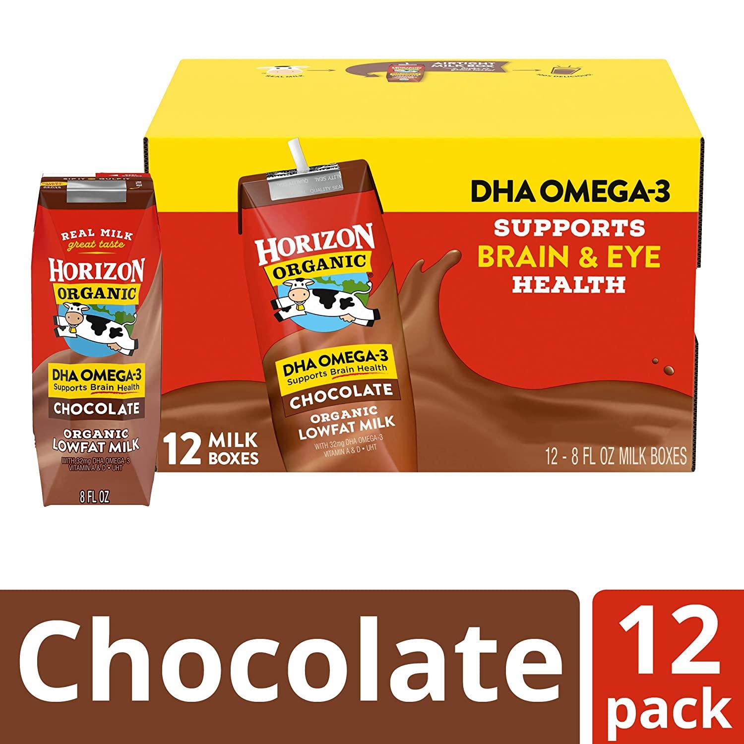Horizon Organic Chocolate Lowfat Milk Boxes with DHA Omega-3 8 Fl Oz ...