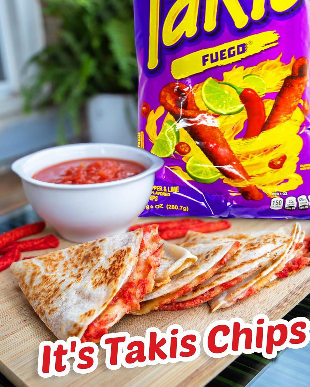 Takis Fuego Hot Chili Pepper & Lime Flavored Corn Snacks(Two 9.9 oz ...