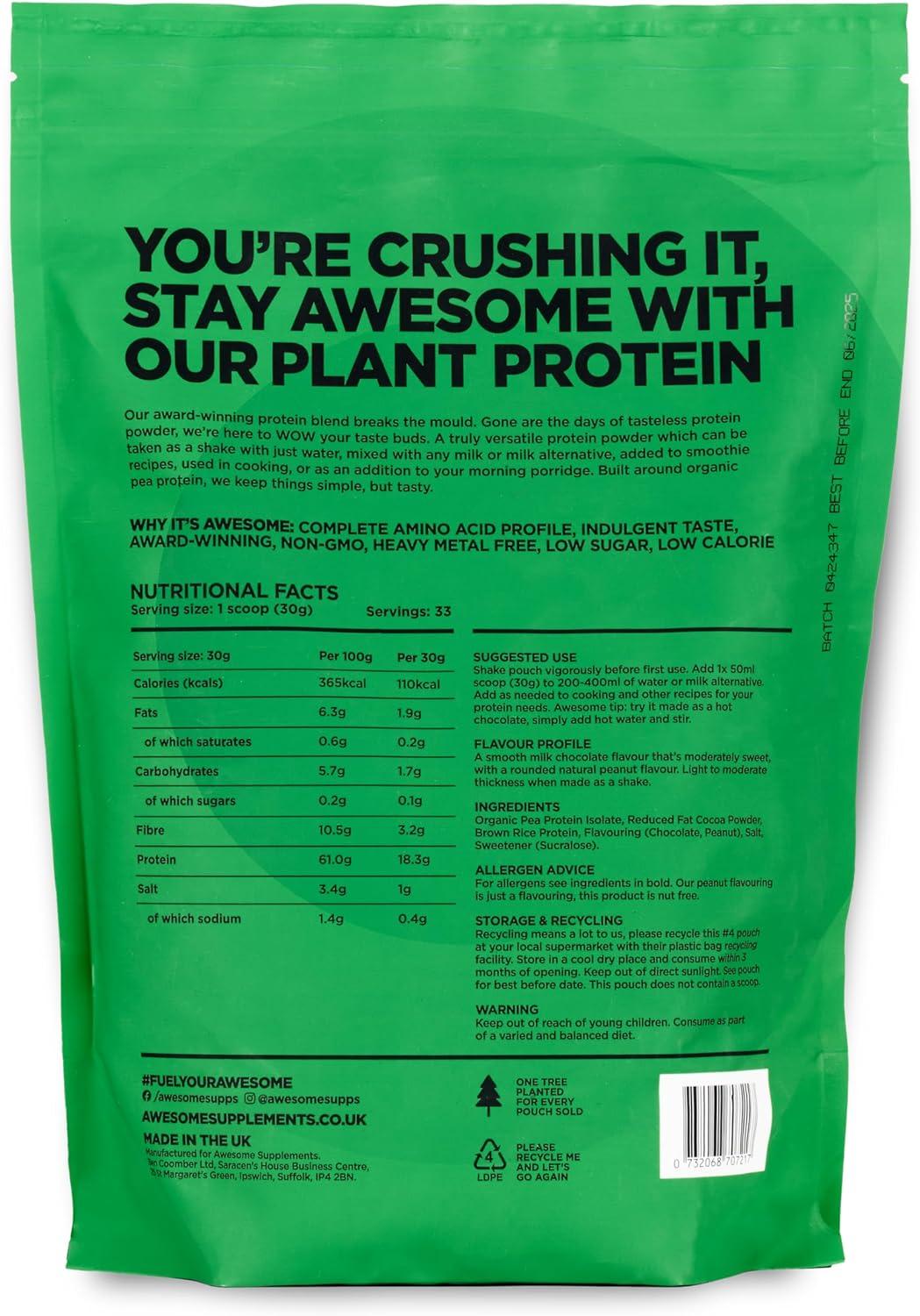 Ben Coomber Chocolate Nut Awesome Protein Powder | 1kg Vegan Organic ...