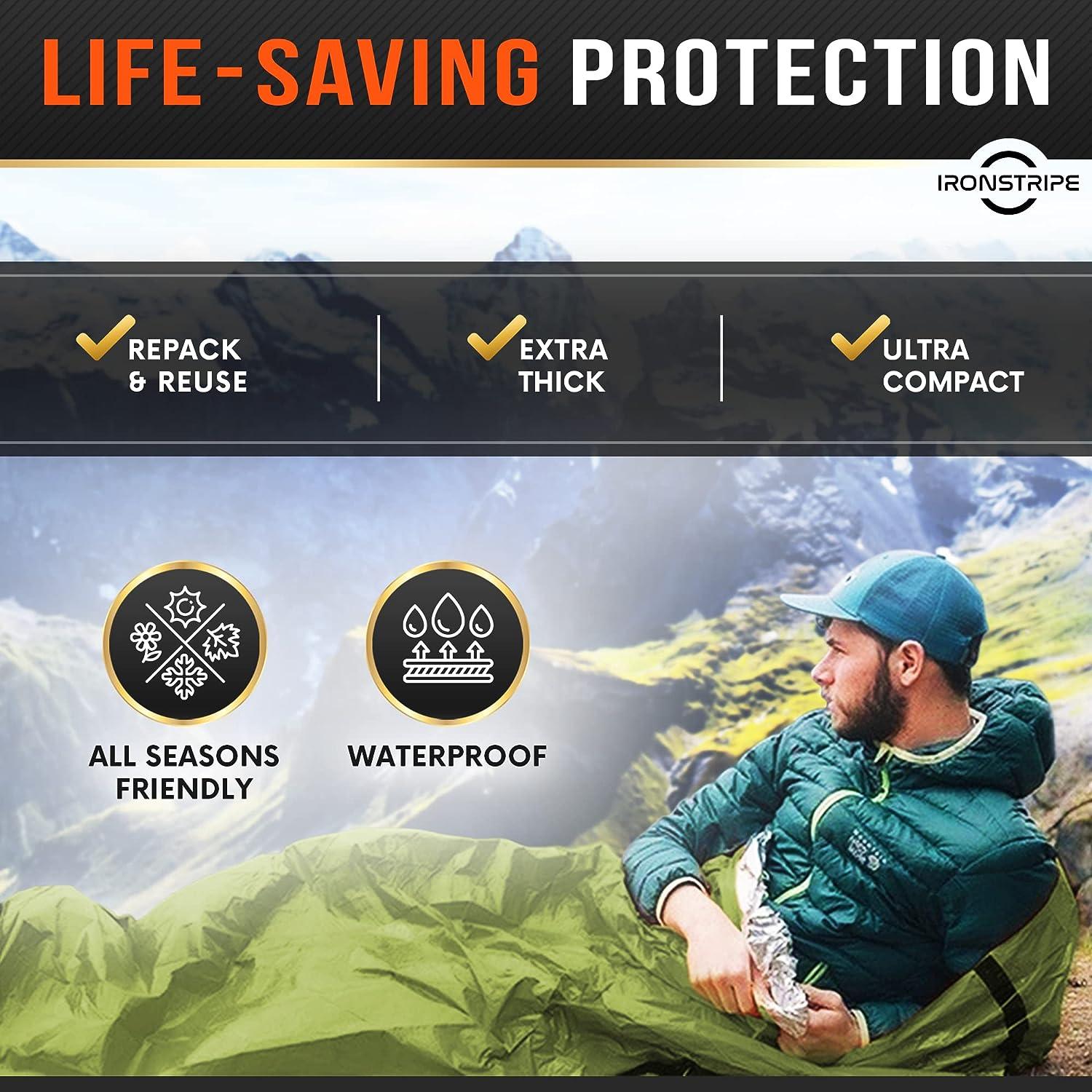 Ironstripe Bivy Sack XL Waterproof Survival Sleeping Bag with Whistle ...