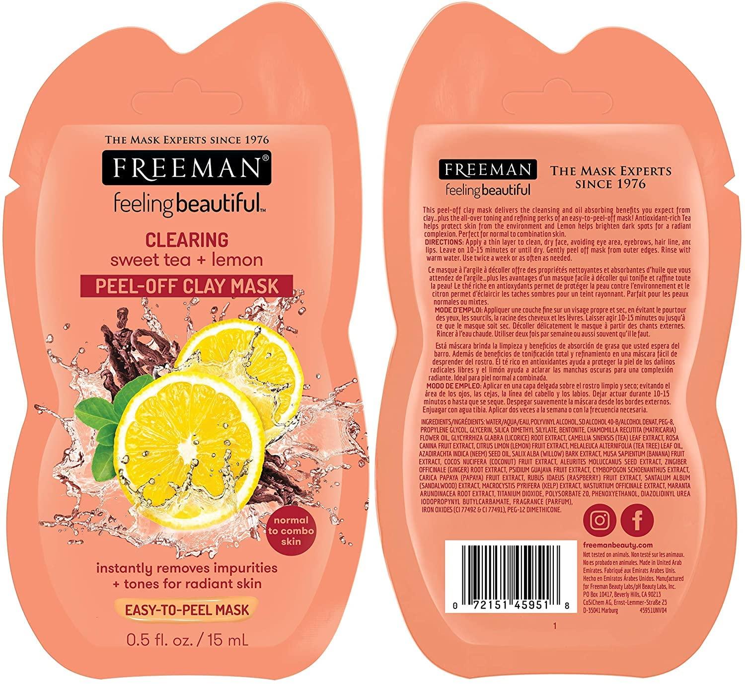 FREEMAN Facial Mask Variety Pack: Clay Gel Mud & Peel-Off Skincare ...