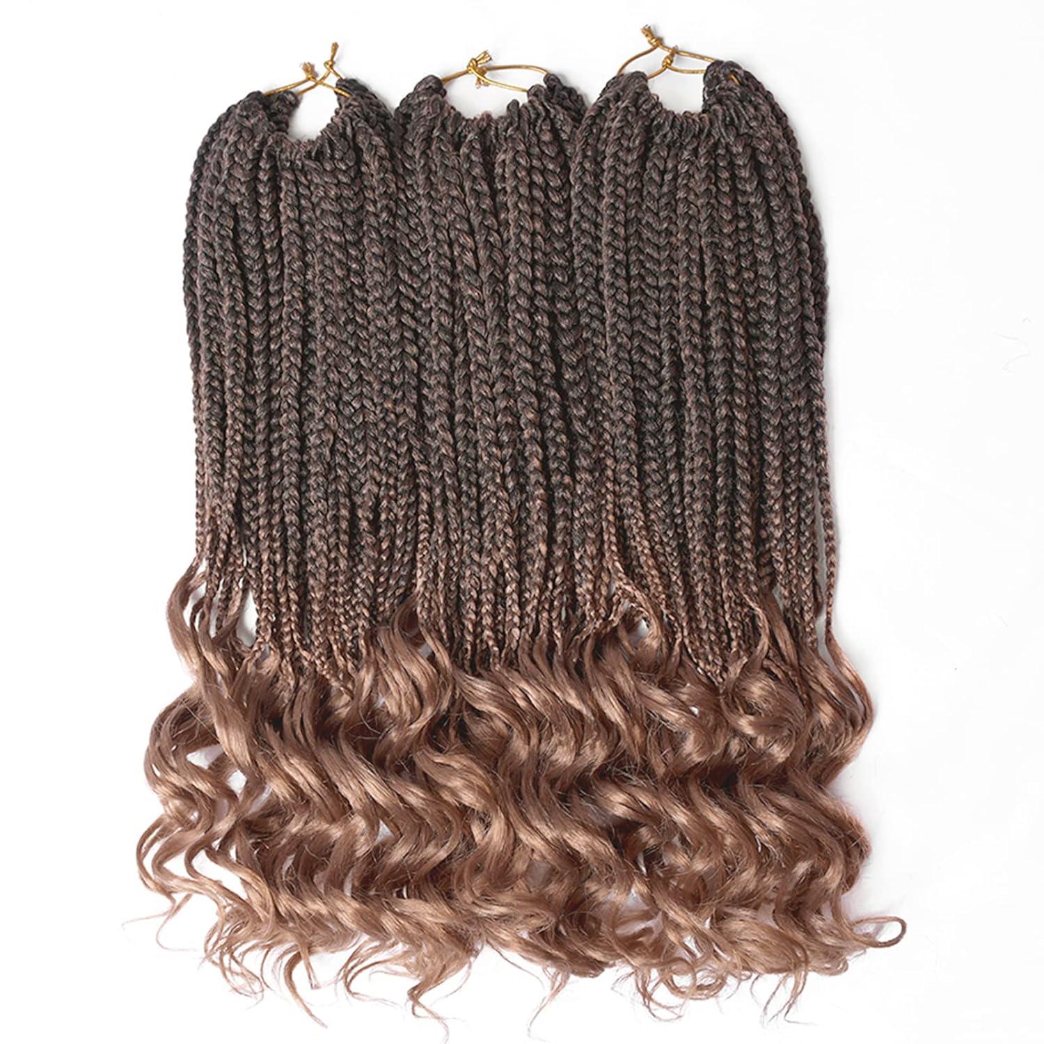 Ombre Curly Box Braids Crochet Hair Extensions 18 Inch T27 for Black ...