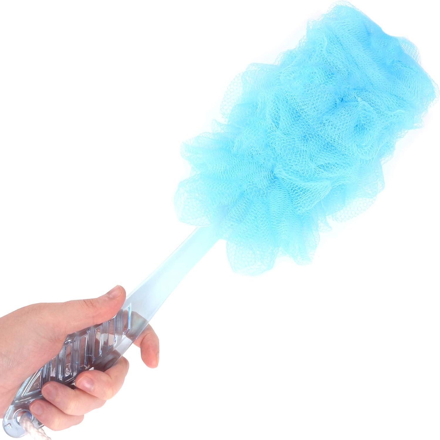 Large Shower Puff with Long Handle for Hard to Reach Areas Ideal for ...