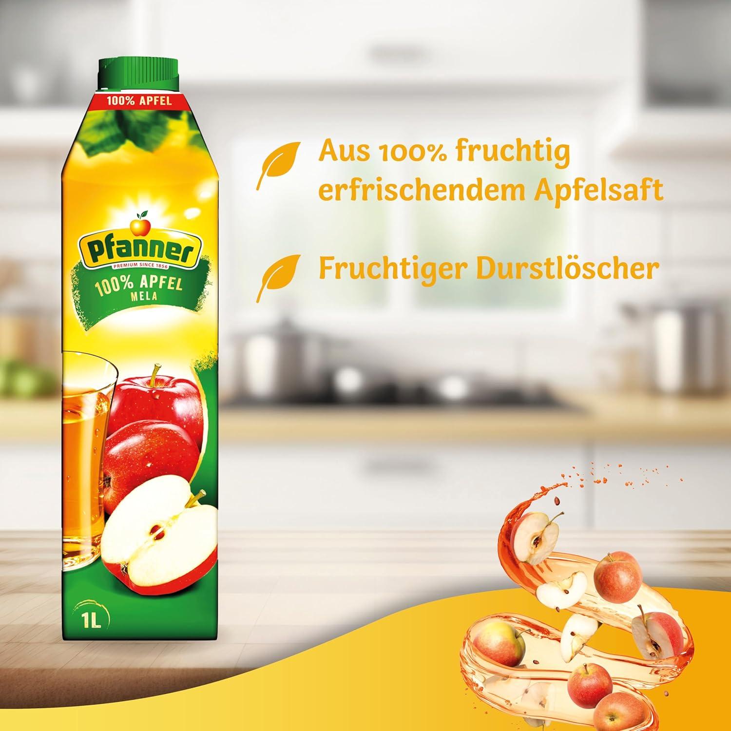 Pfanner 100% Apple Juice (8 x 1L) - Vitamin-Rich No Added Sugar Sour ...