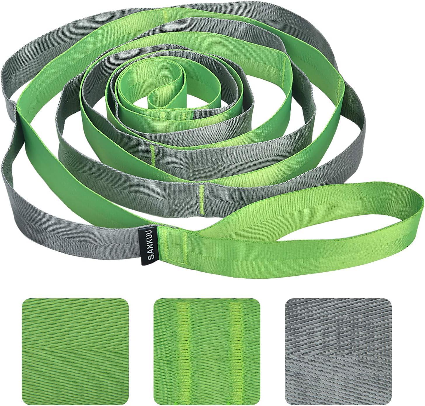 SANKUU Stretching Strap with 12 Loops + Workout Poster | Non-Elastic ...
