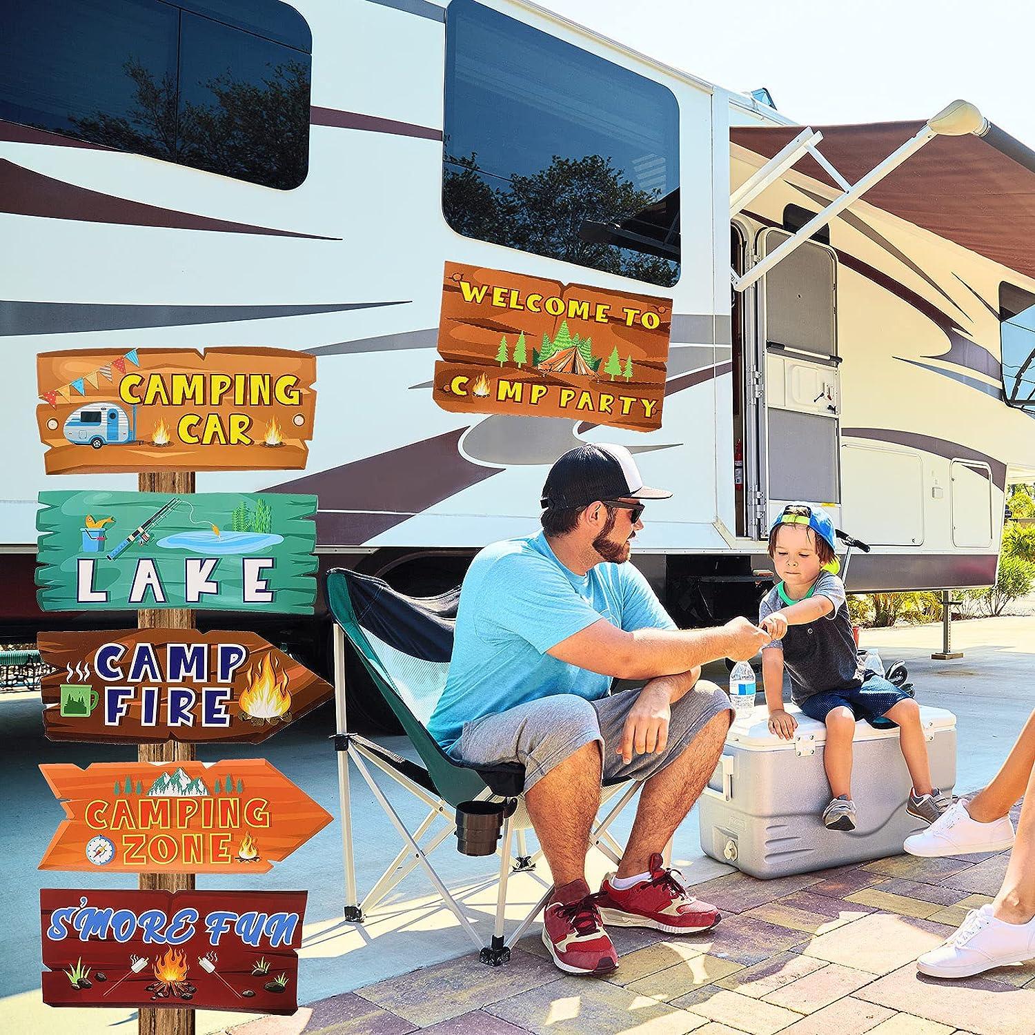 Camping Party Directional Signs - Set of 20 Cardstock Signs for Outdoor ...