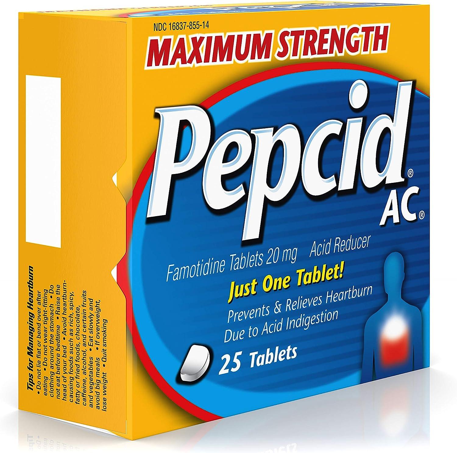 Pepcid AC Maximum Strength 20mg Famotidine - 25ct for Heartburn ...