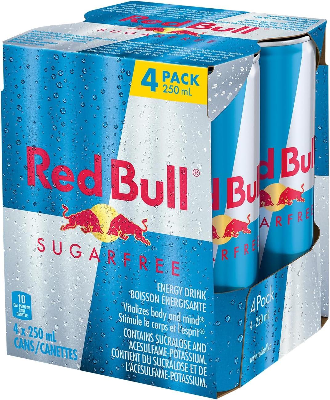 Red Bull Energy Drink Sugar Free 250 ml (4 pack) 250ml (Pack of 4)