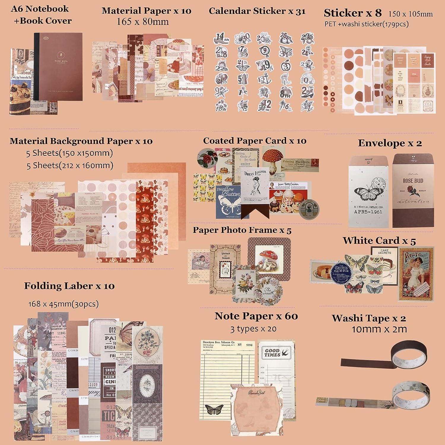 Aesthetic Scrapbook Kit (348pcs) - DIY Journaling Craft Gift with A6 ...