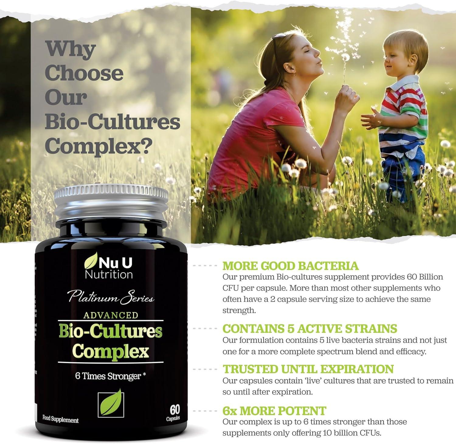 Bio Cultures Probiotics 60 Billion CFU - 60 Capsules - 2 Month Supply ...