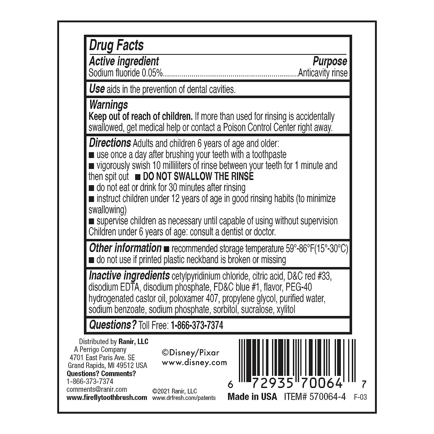 Firefly Toy Story Bubble Berry Fluoride Rinse 16oz - ADA Accepted ...