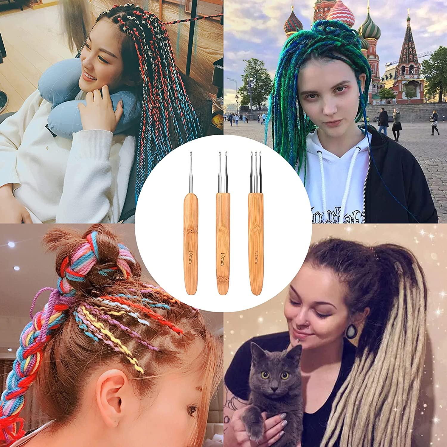 Dreadlock Crochet Hooks Set with Bamboo Handle - 0.75mm Hooks (1, 2, 3 ...