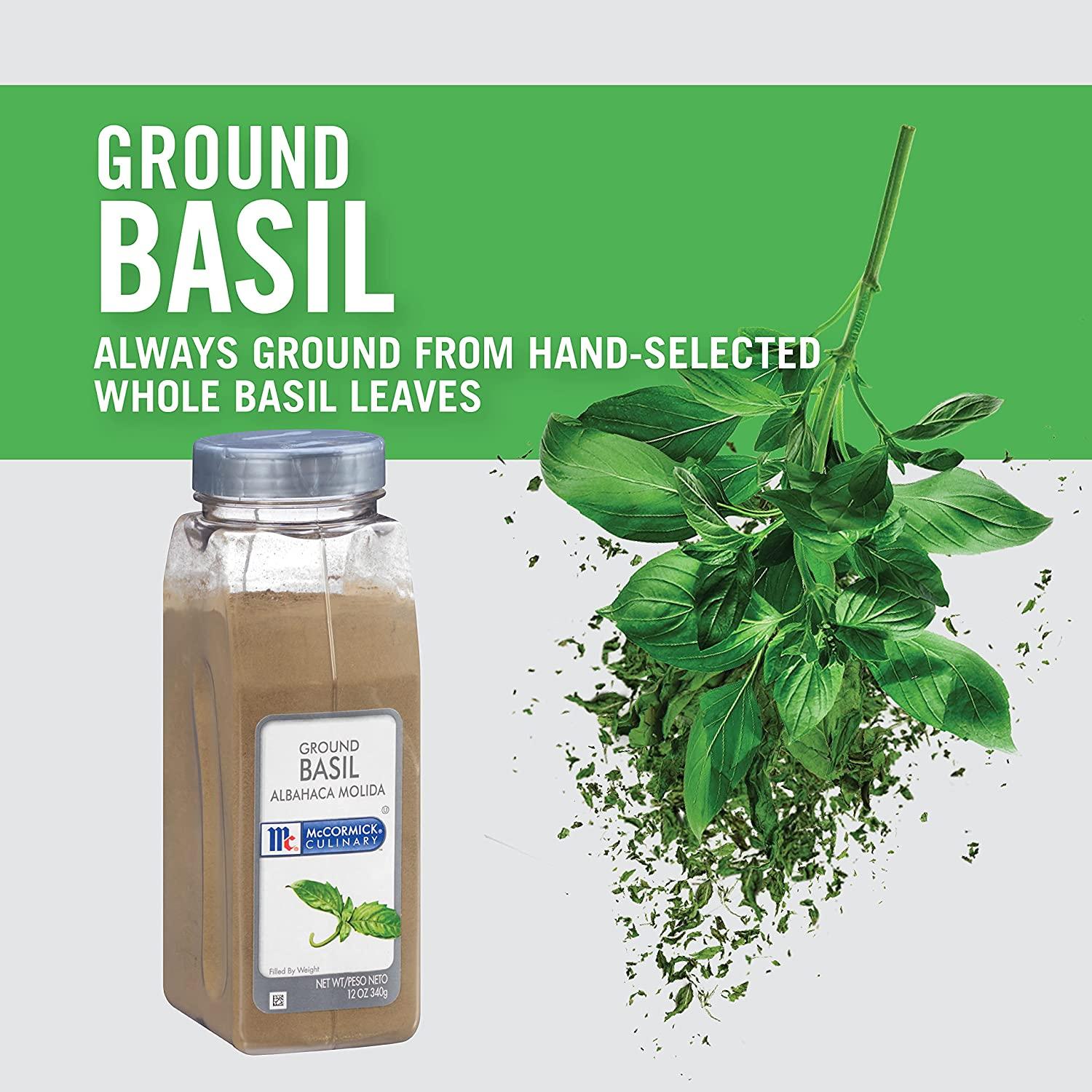 McCormick Culinary Ground Basil 12 oz - Enhance Flavor of Sauces ...