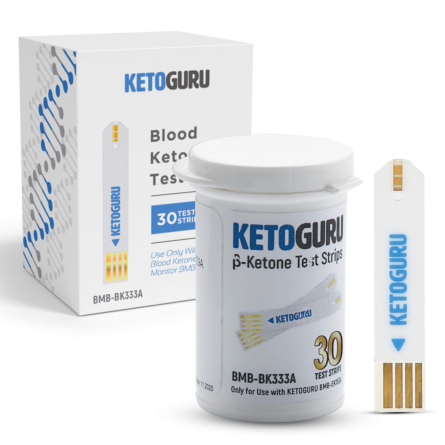 KetoGuru Ketone Test Strips (30 Count) for Blood Ketone Testing ...
