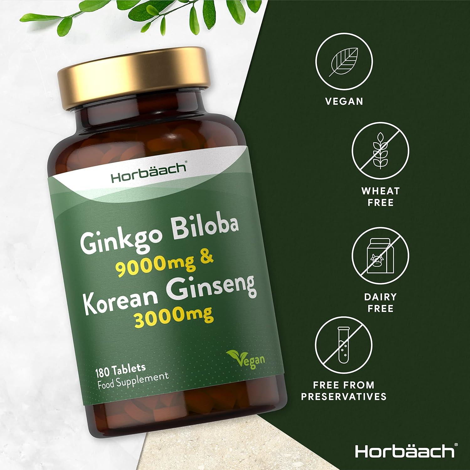 Ginkgo Biloba & Korean Ginseng Tablets | High Strength 9000mg & 3000mg ...