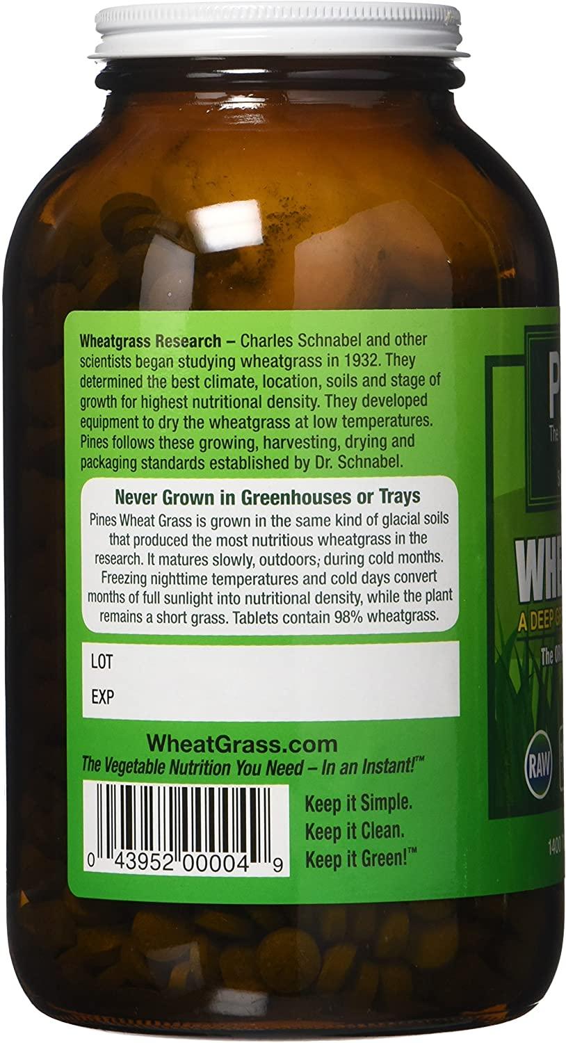 Pines Organic Wheat Grass Tablets - 1400 Count â€“ Pure Nutrient Power ...