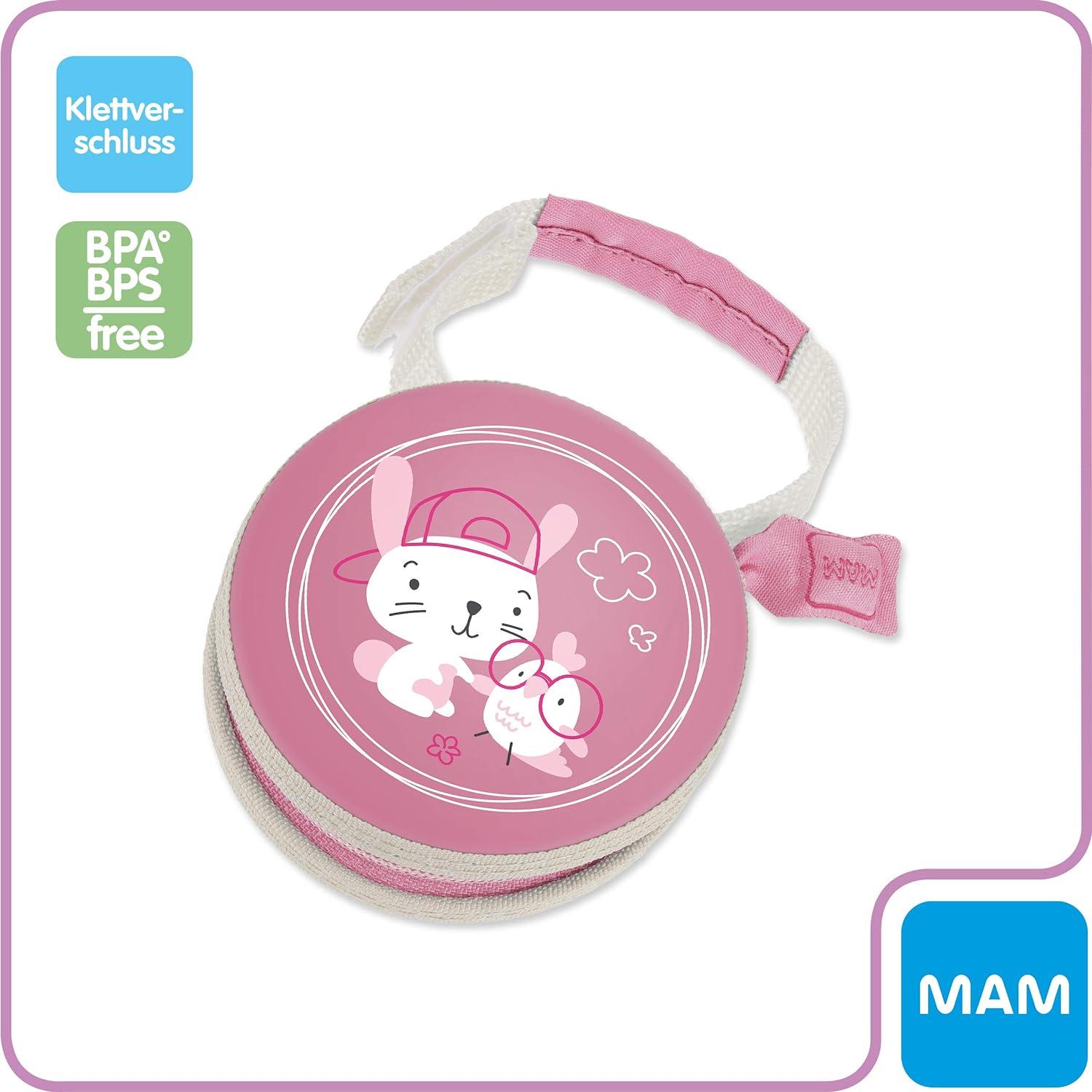 MAM POD Pacifier Pocket - Pink Rabbit | Store 2 Pacifiers with Velcro ...
