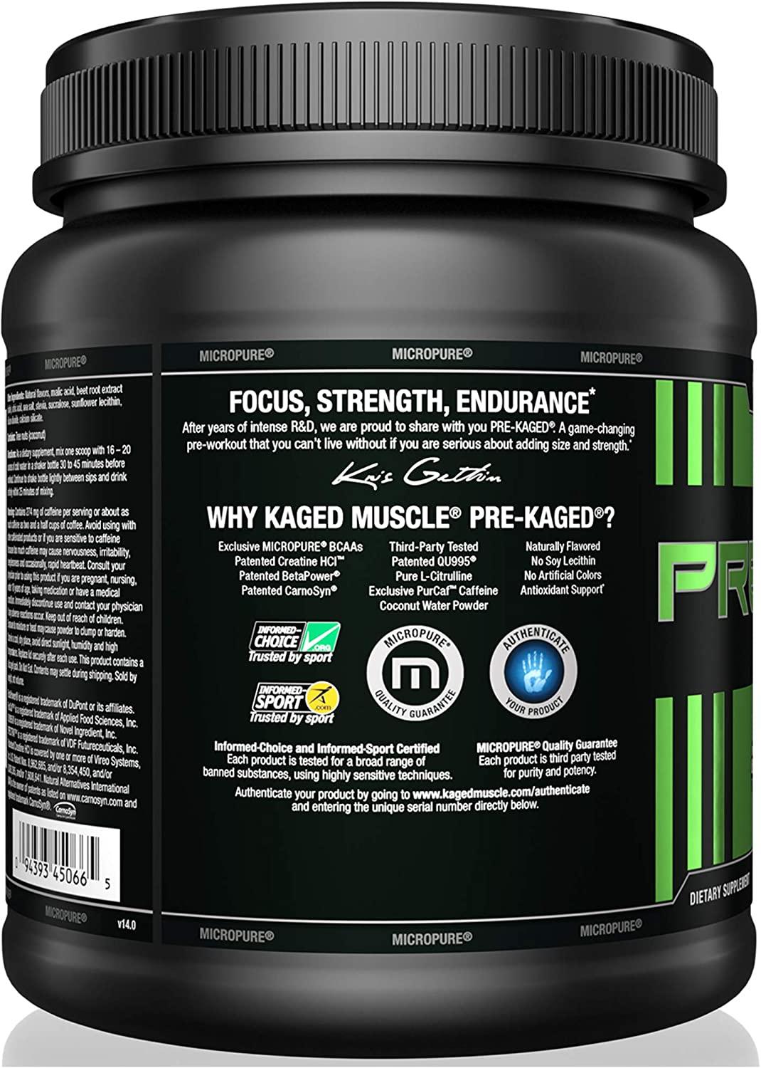KAGED MUSCLE Pre Workout Powder for Men & Women - Intense Energy, Focus ...