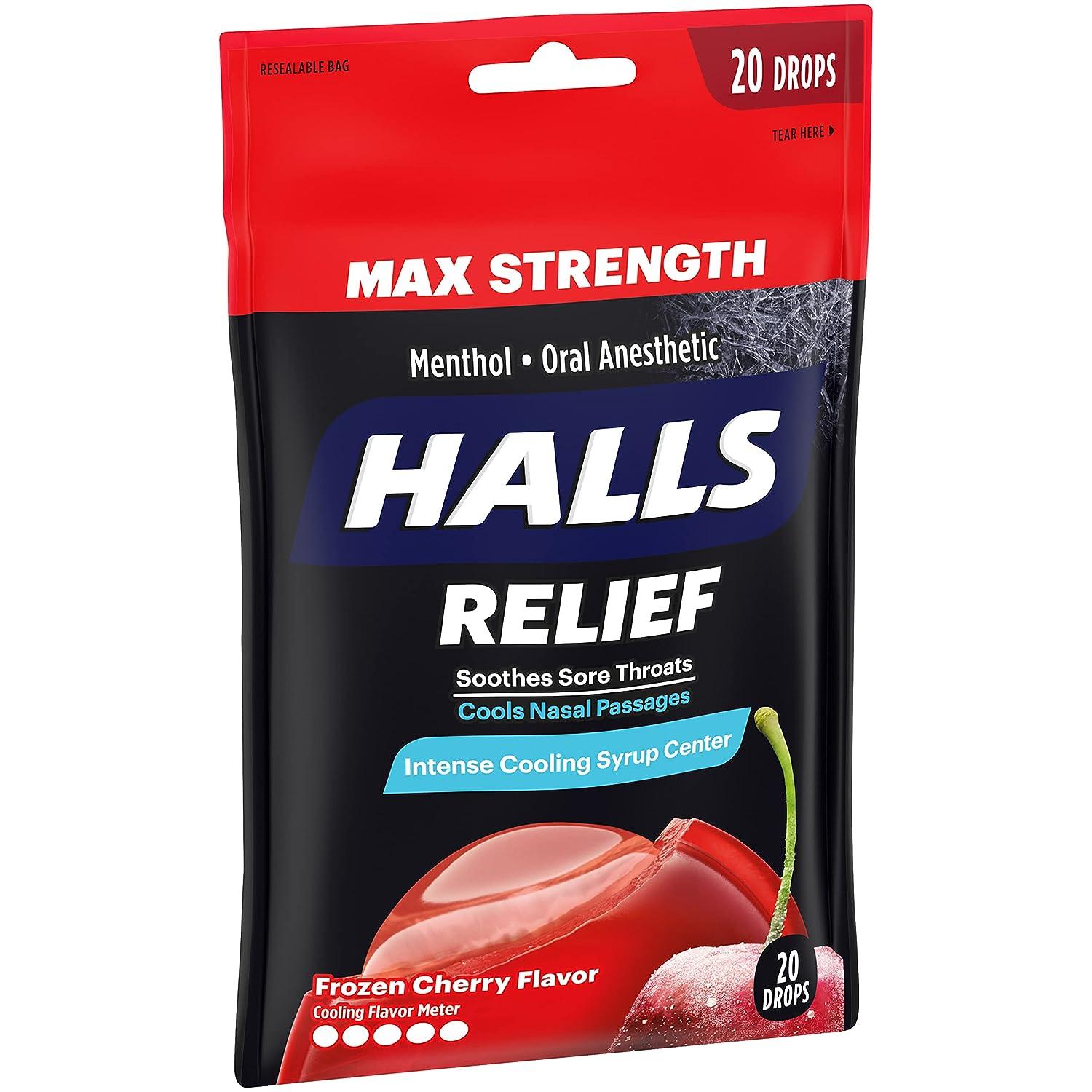 HALLS Relief Max Strength Frozen Cherry Cough Drops - 20 Drops | Buy ...