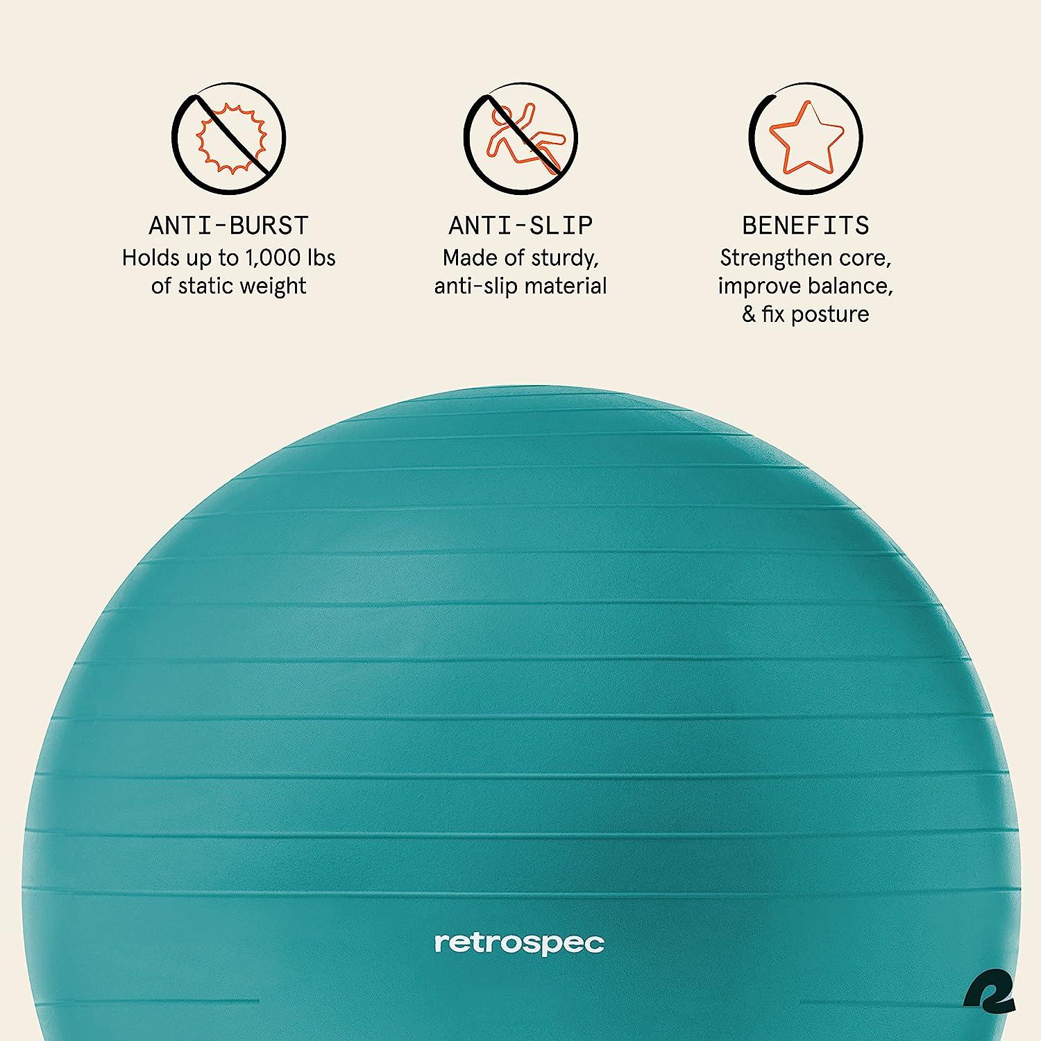 Retrospec Luna Exercise Ball Set | Anti-Burst 55cm Ball & Base with ...
