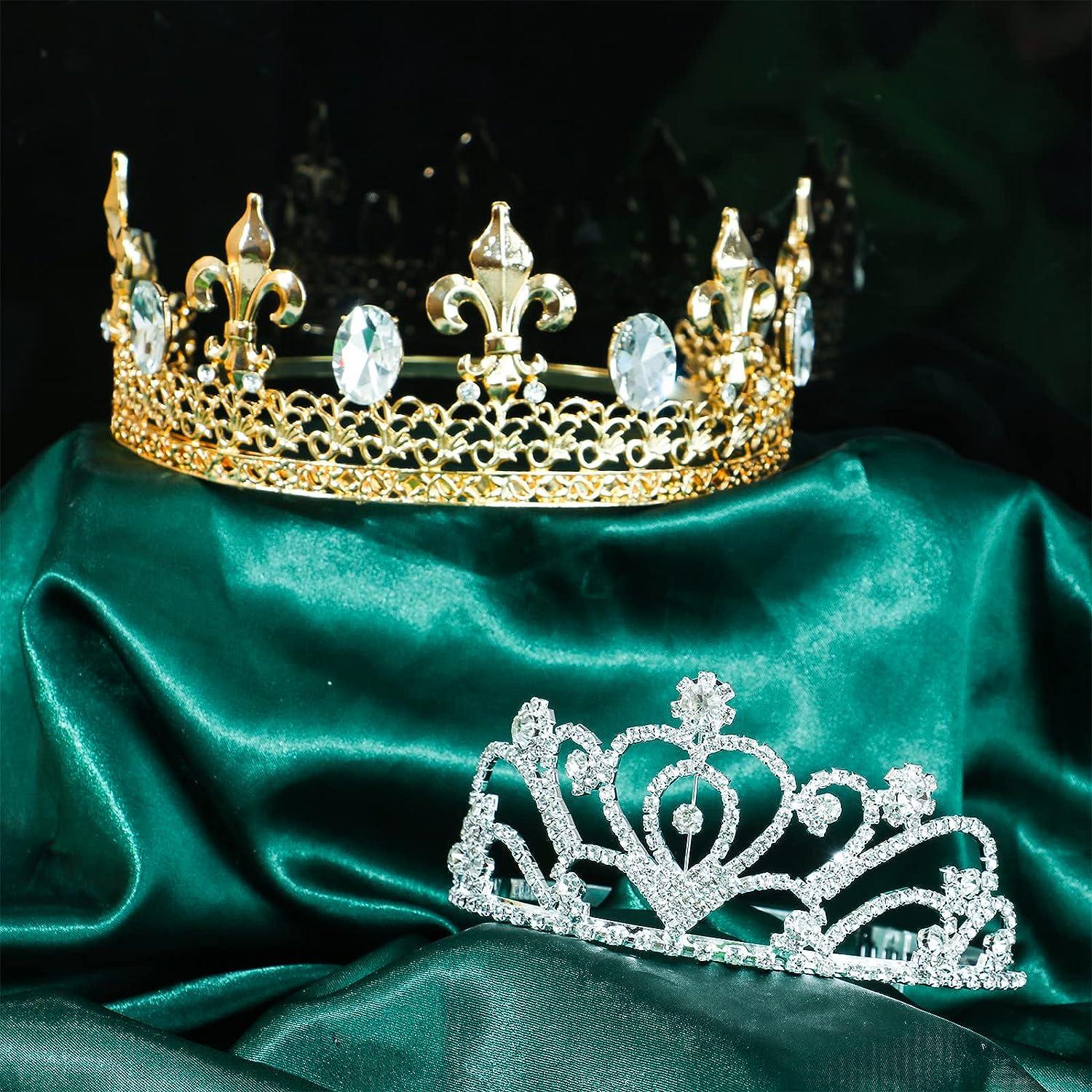 Crystal Tiara Crowns Set - Men and Women Royal King & Princess Crowns ...