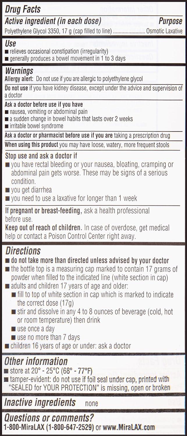 MiraLAX Laxative Powder 8.3 oz - Gentle Relief for Constipation | Buy ...