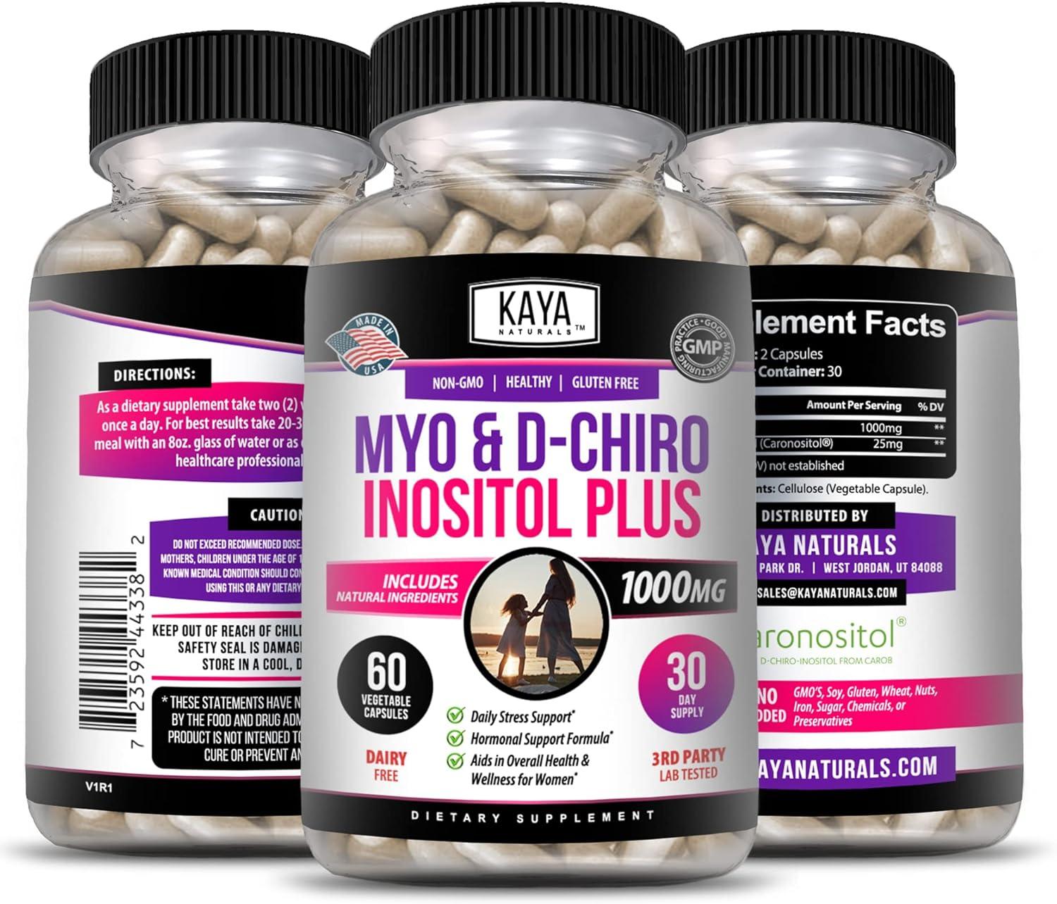 Kaya Naturals Myo & D-Chiro Inositol Plus | PCOS & Estrogen Supplement ...