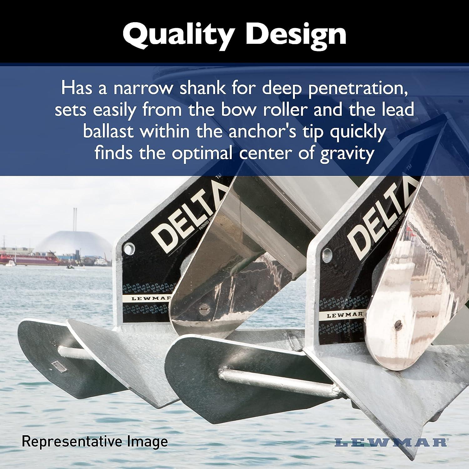 Lewmar 9 lbs Galvanized Steel Delta Anchor - Marine Grade Boat Anchor ...