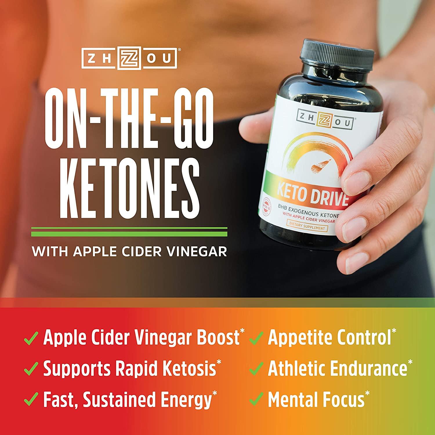 Zhou Keto Drive Capsules - BHB Exogenous Ketones Supplement (60 Caps ...