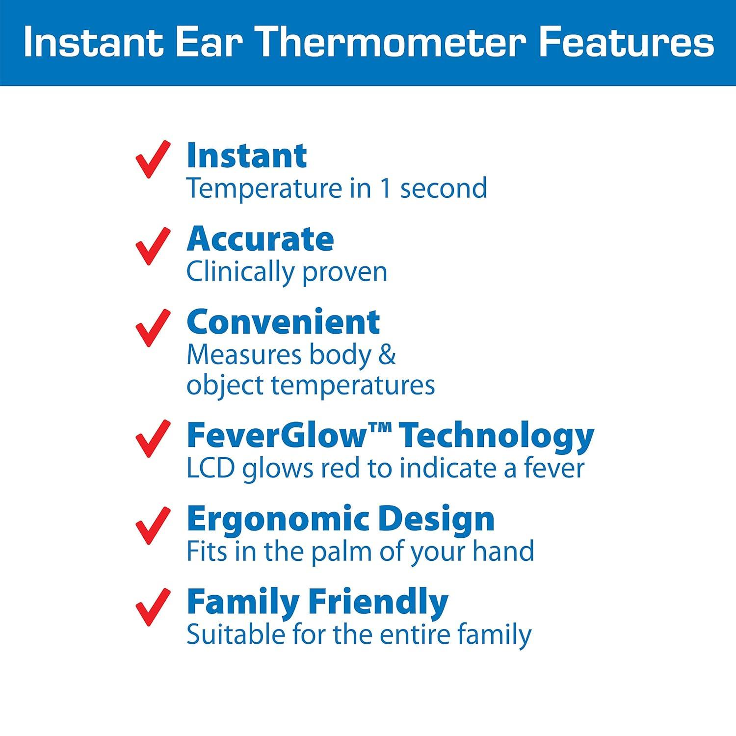 Instant Ear Thermometer with Glowing Fever Indicator | Accurate & Fast ...