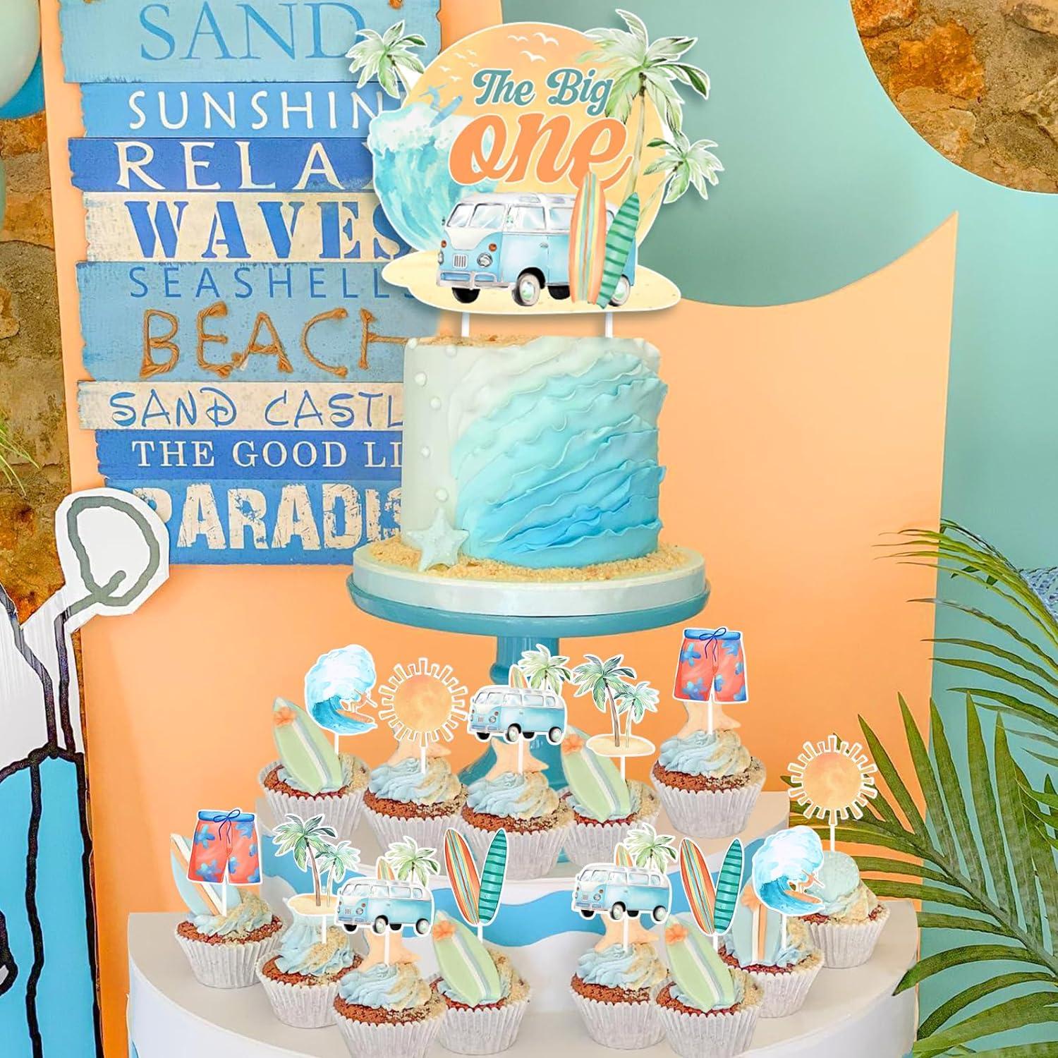 Fangleland 25 Pieces Surf Cake Topper Cupcake Picks Set - The Big One ...