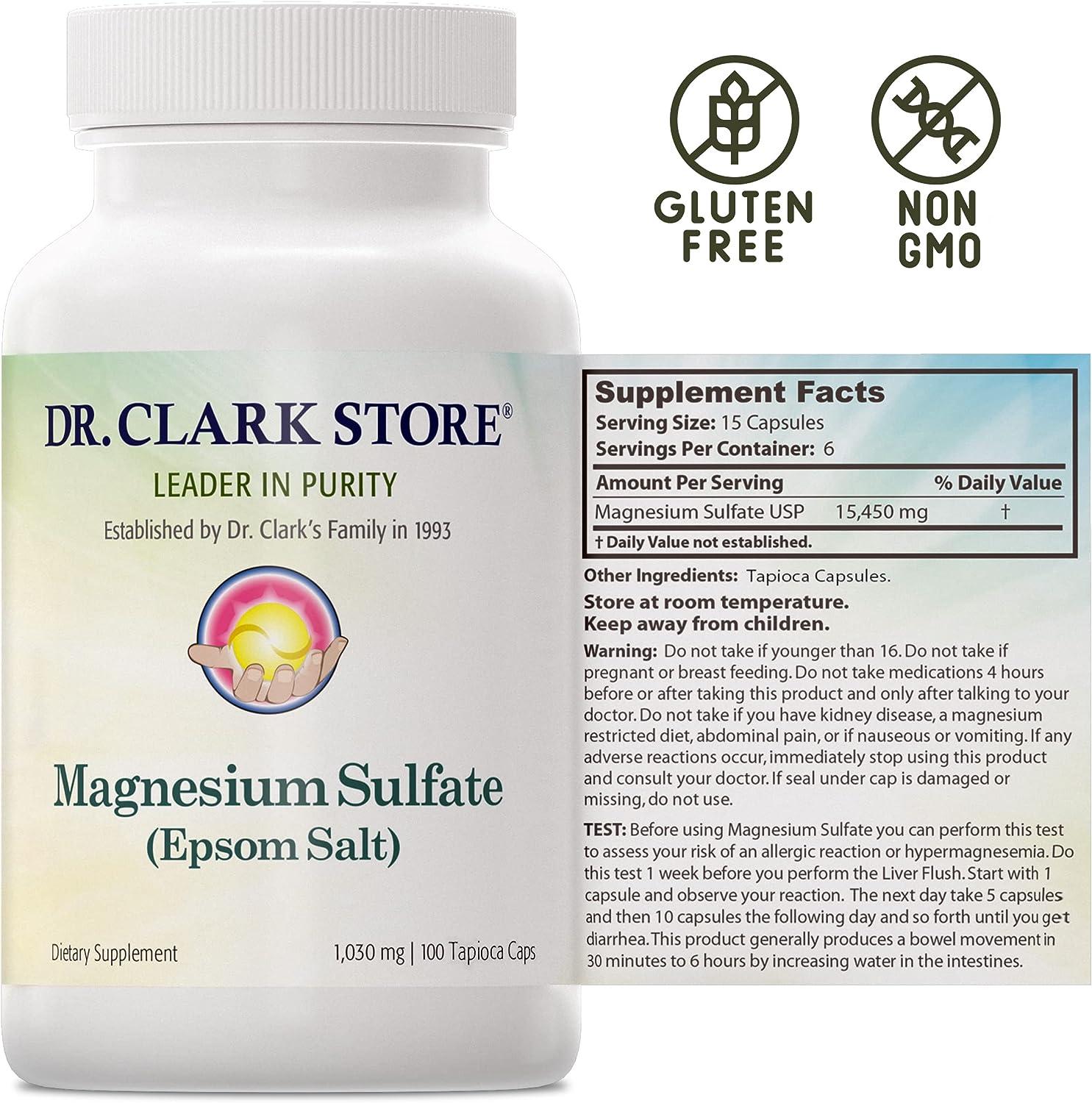 Dr. Clark Magnesium Sulfate USP (Epsom Salt) 1030mg - Constipation ...