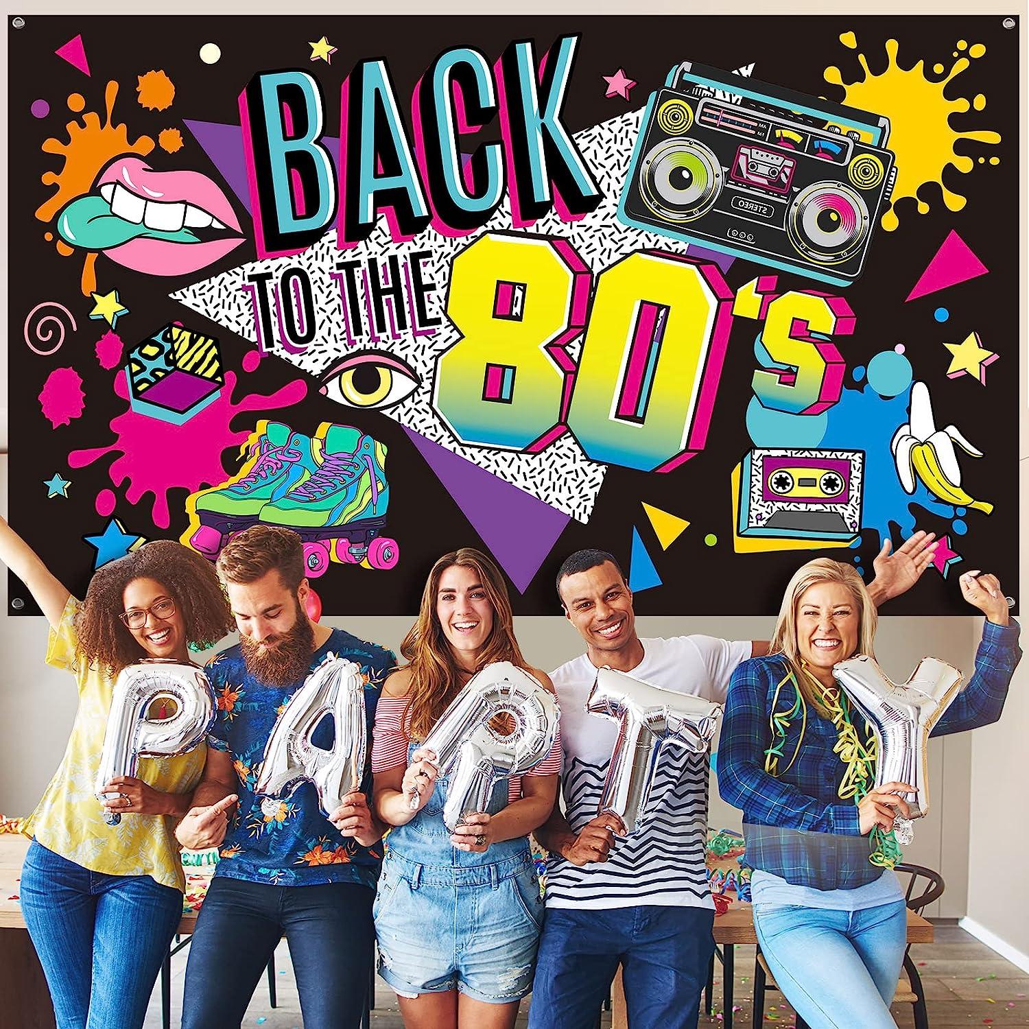 80's Party Decorations Banner & Backdrop Set - 73 x 43 x 0.04 Inch - Retro Photography ...