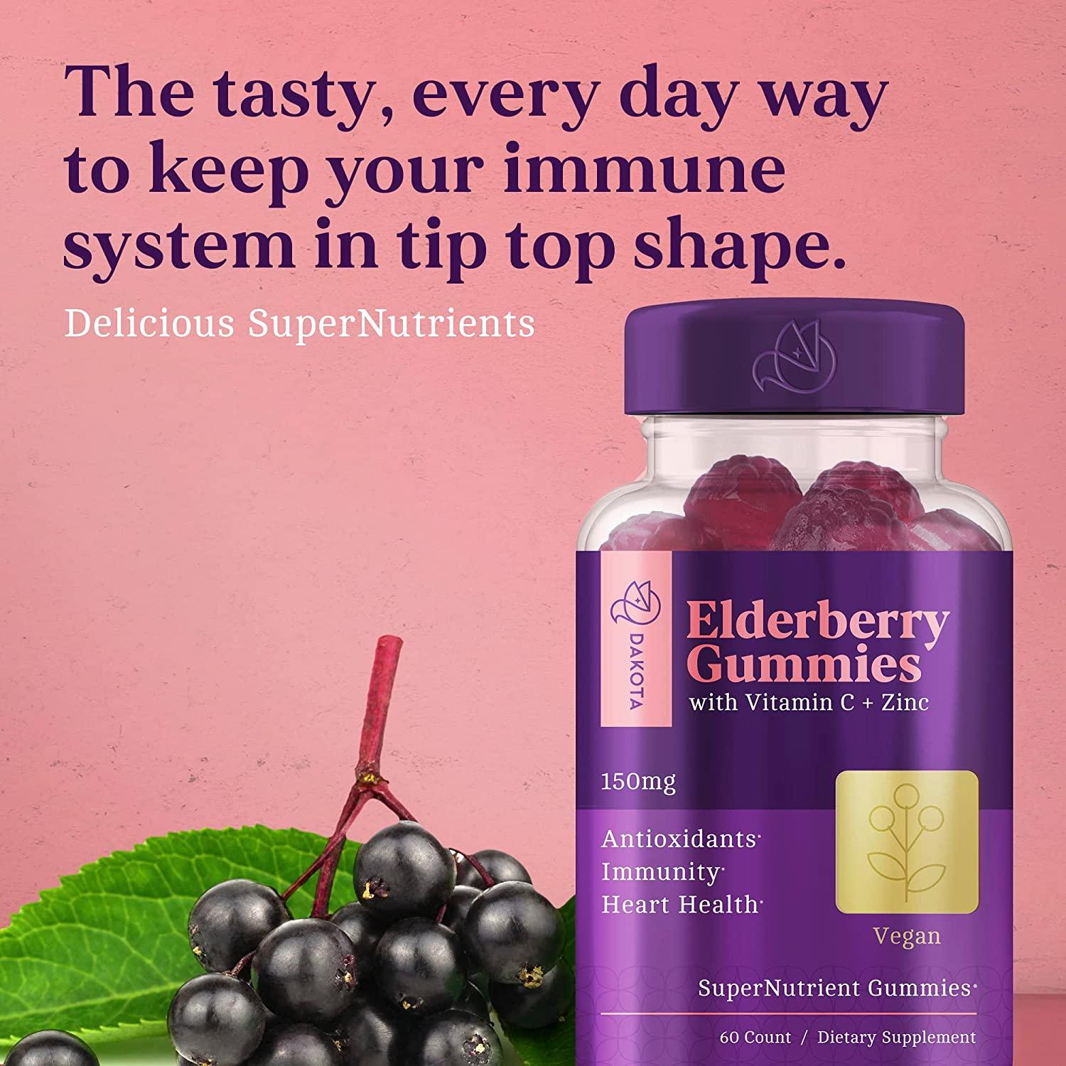 Sambucus Elderberry Gummies with Zinc, Vitamin C for Immune Support - 2 ...