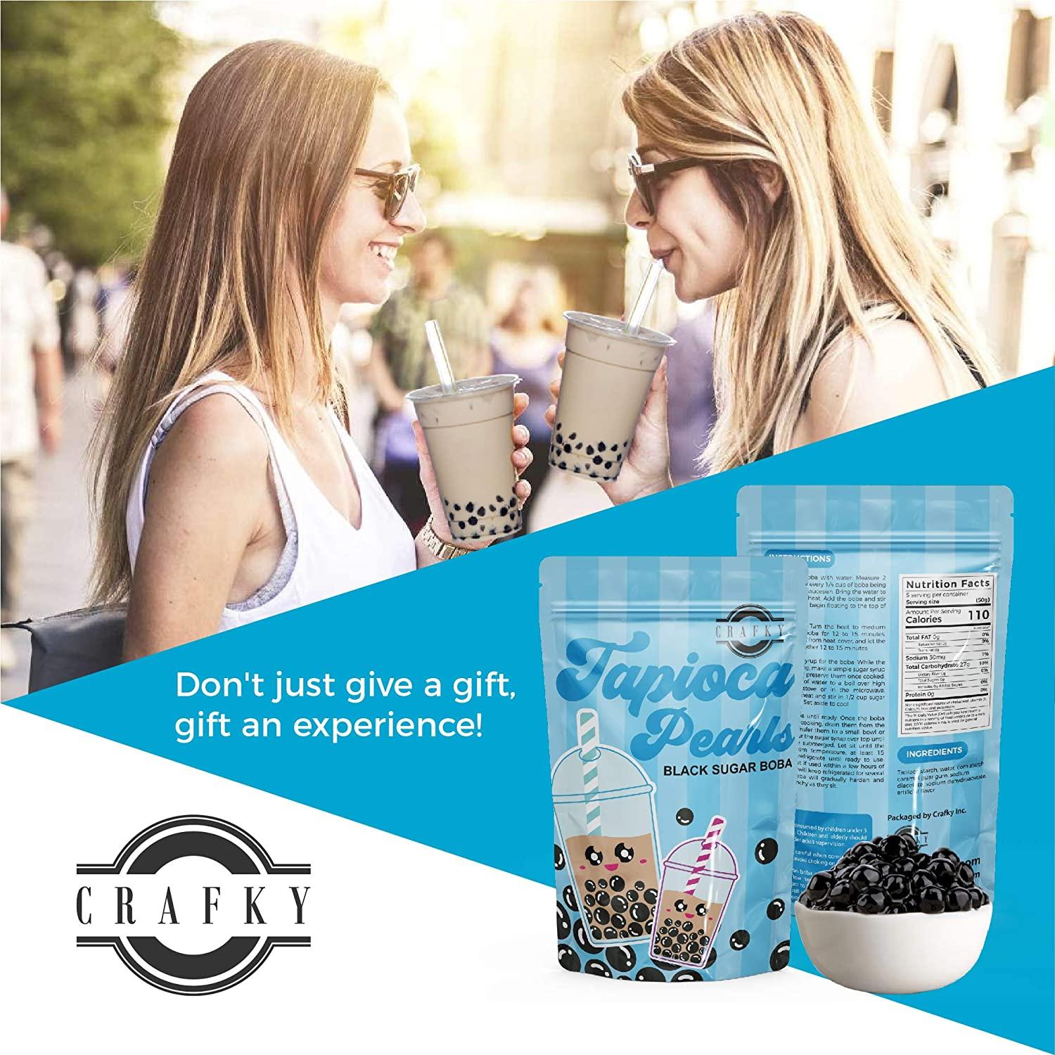 Crafky DIY Bubble Tea Kit with Boba Pearls, Straws, and Tea Bags ...