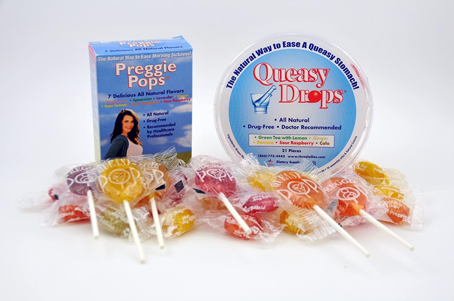 Three Lollies Queasy Pops Variety Pack - 7 Count Nausea Relief | Buy ...