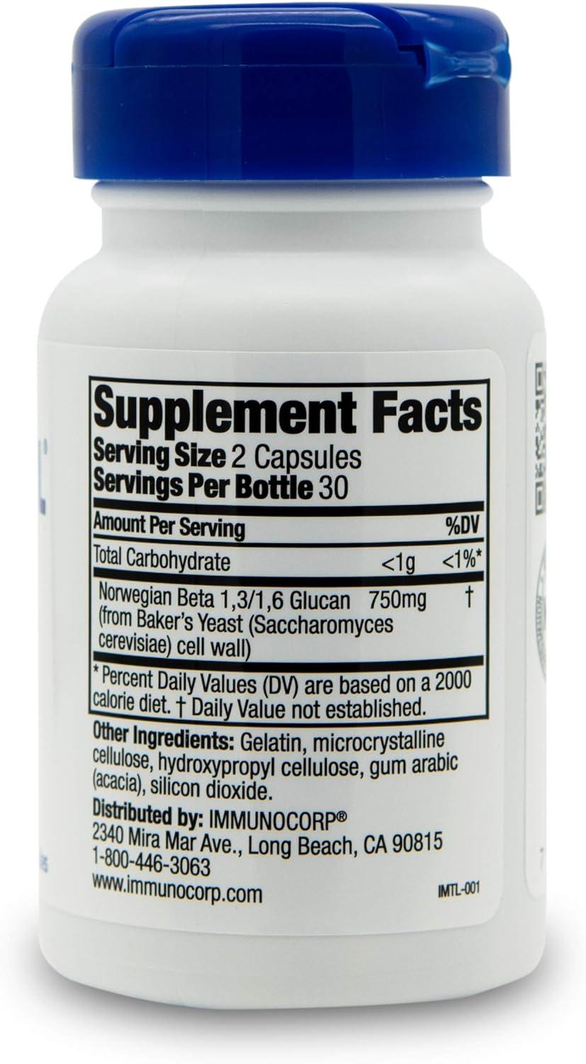 IMMUTOL 750mg Norwegian Beta Glucan Daily Supplement for Immune Support ...