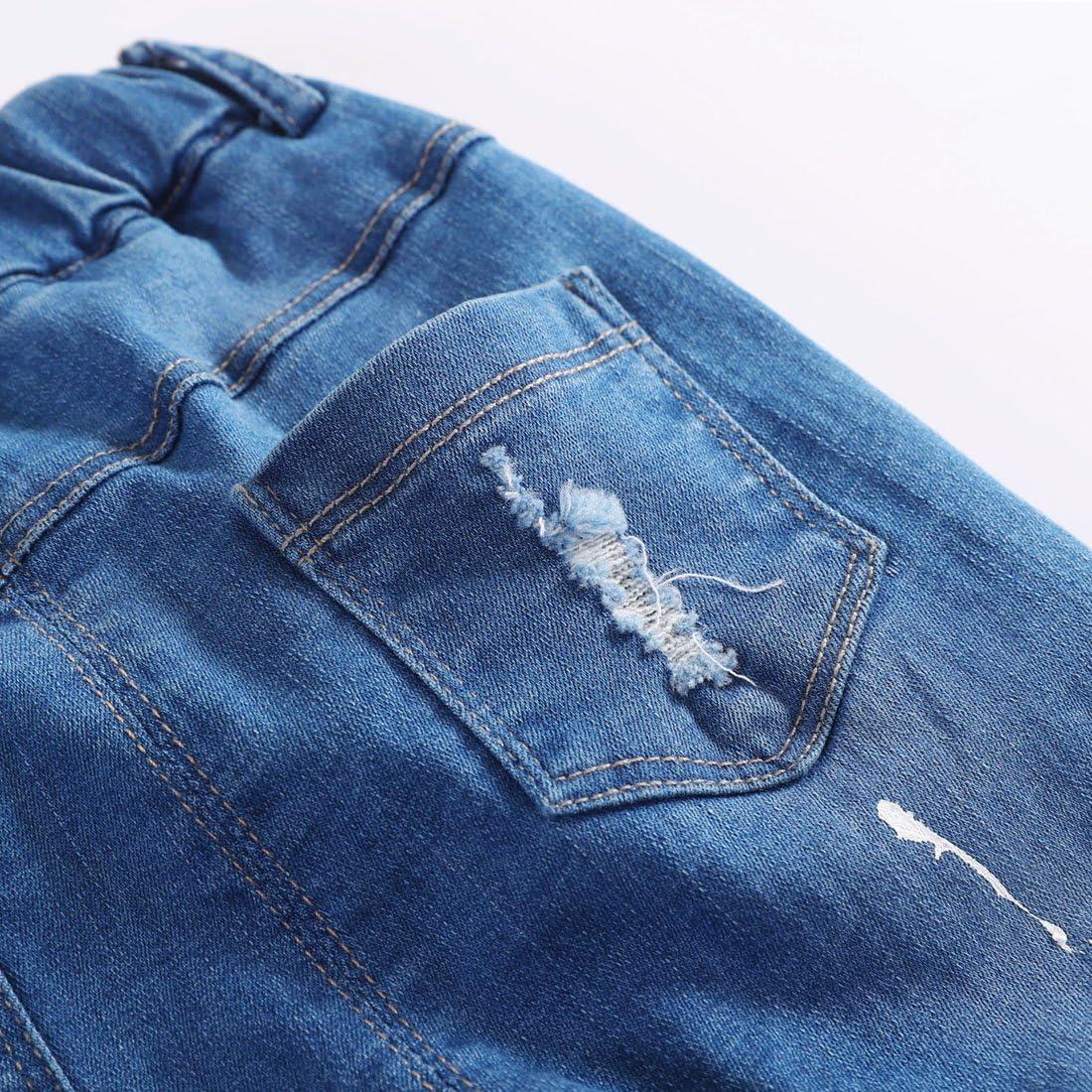 KIDSCOOL SPACE Baby Ripped Jeans | Elastic Waist Distressed Denim Pants ...