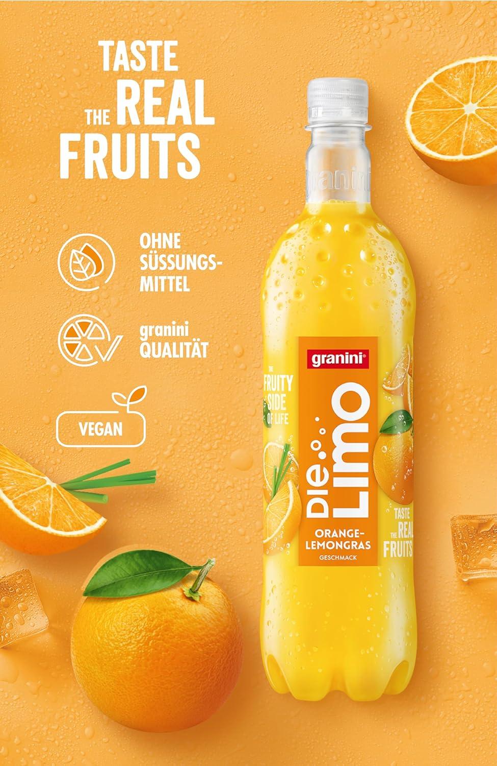 Granini Orange Lemongrass Soda (6x500ml) Refreshing Real Fruit Flavor ...