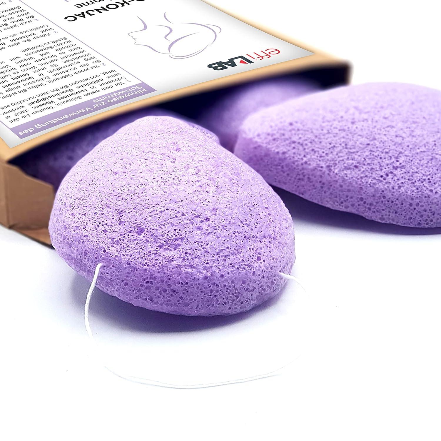 Organic Konjac Facial Sponge Set of 4 | Lavender Infused Naturally ...