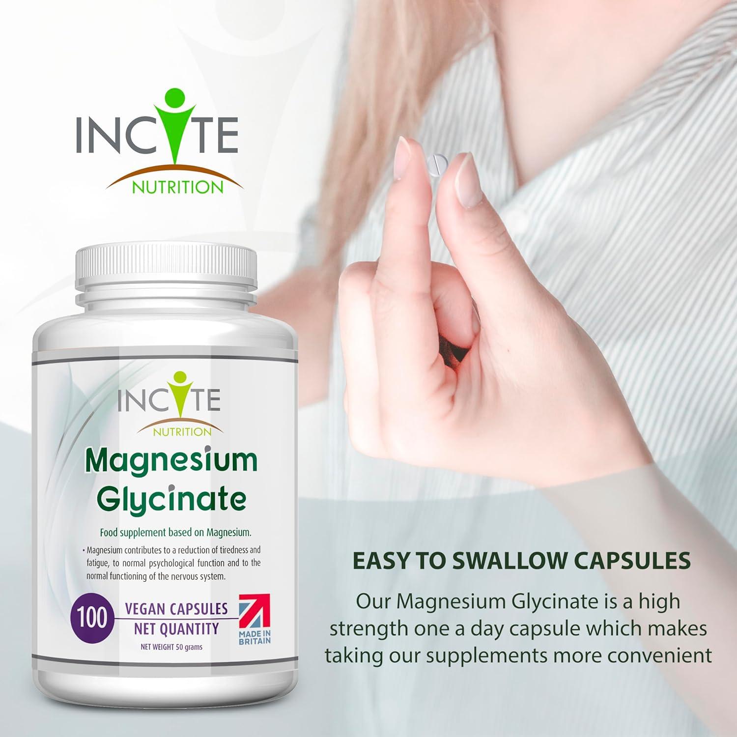 Premium 500mg Magnesium Glycinate Supplements - 100 Vegan Capsules (3 ...