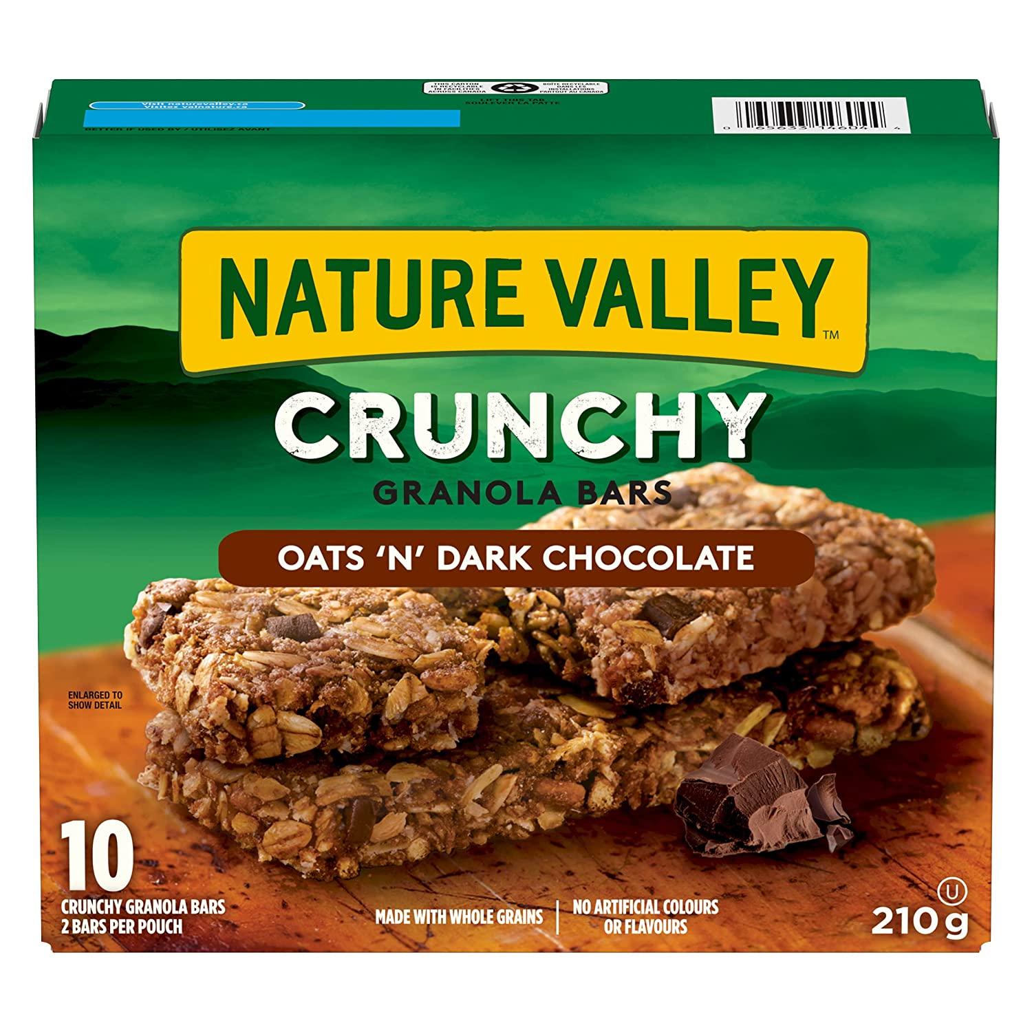 NATURE VALLEY Crunchy Granola Bar Oats and Dark Chocolate (10ct Box ...