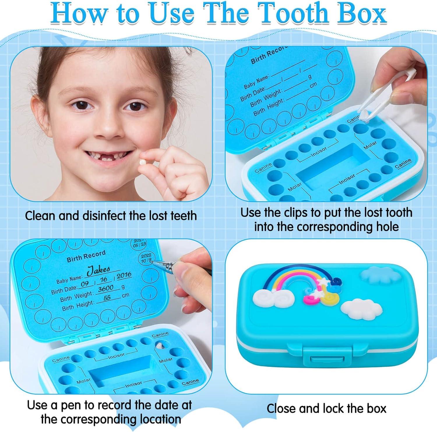Kids Tooth Keepsake Box - Blue Tooth Holder for Lost Teeth - Teeth ...