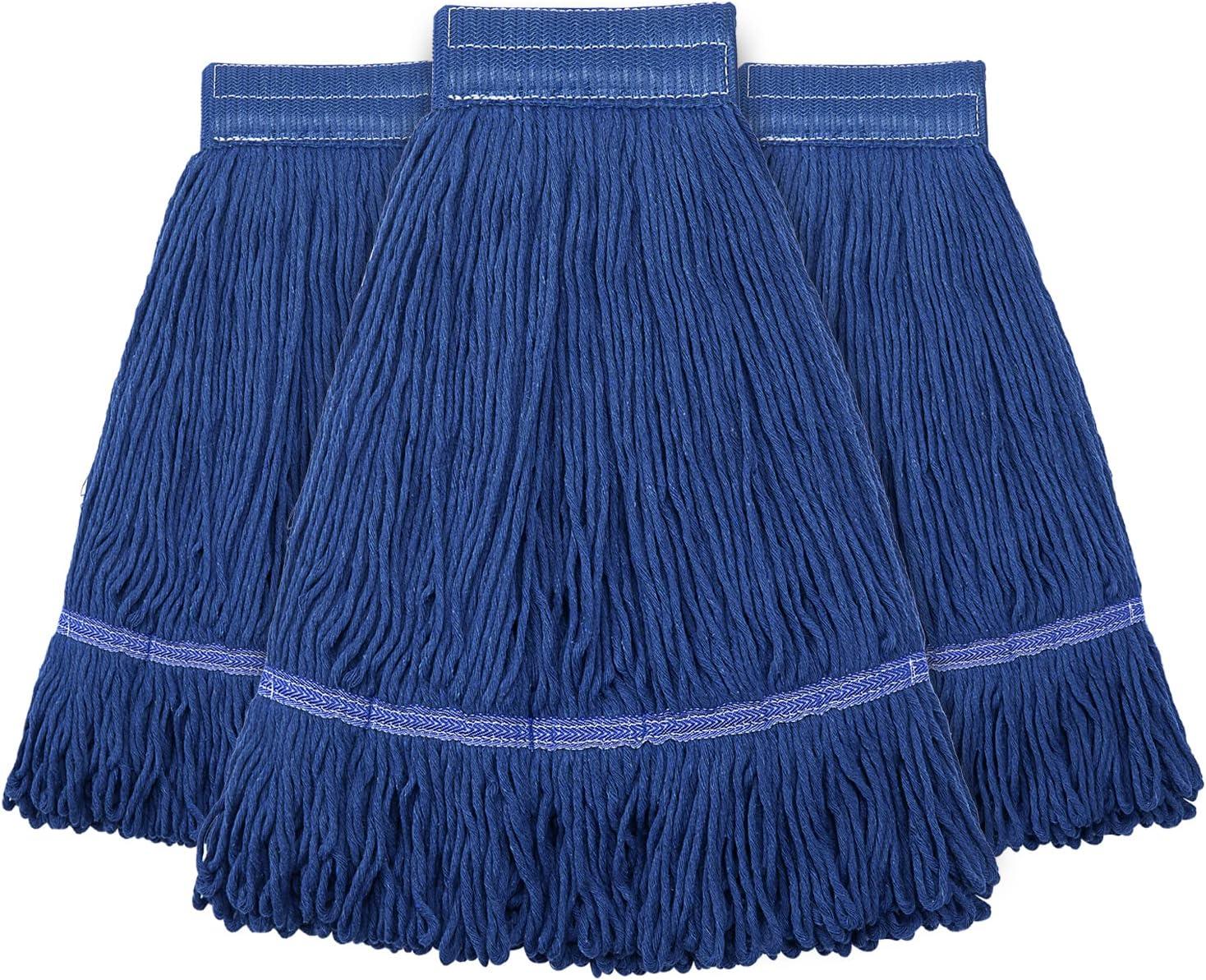 3 Pack Heavy Duty Commercial Wet Industrial Blue Cotton Mop Heads ...