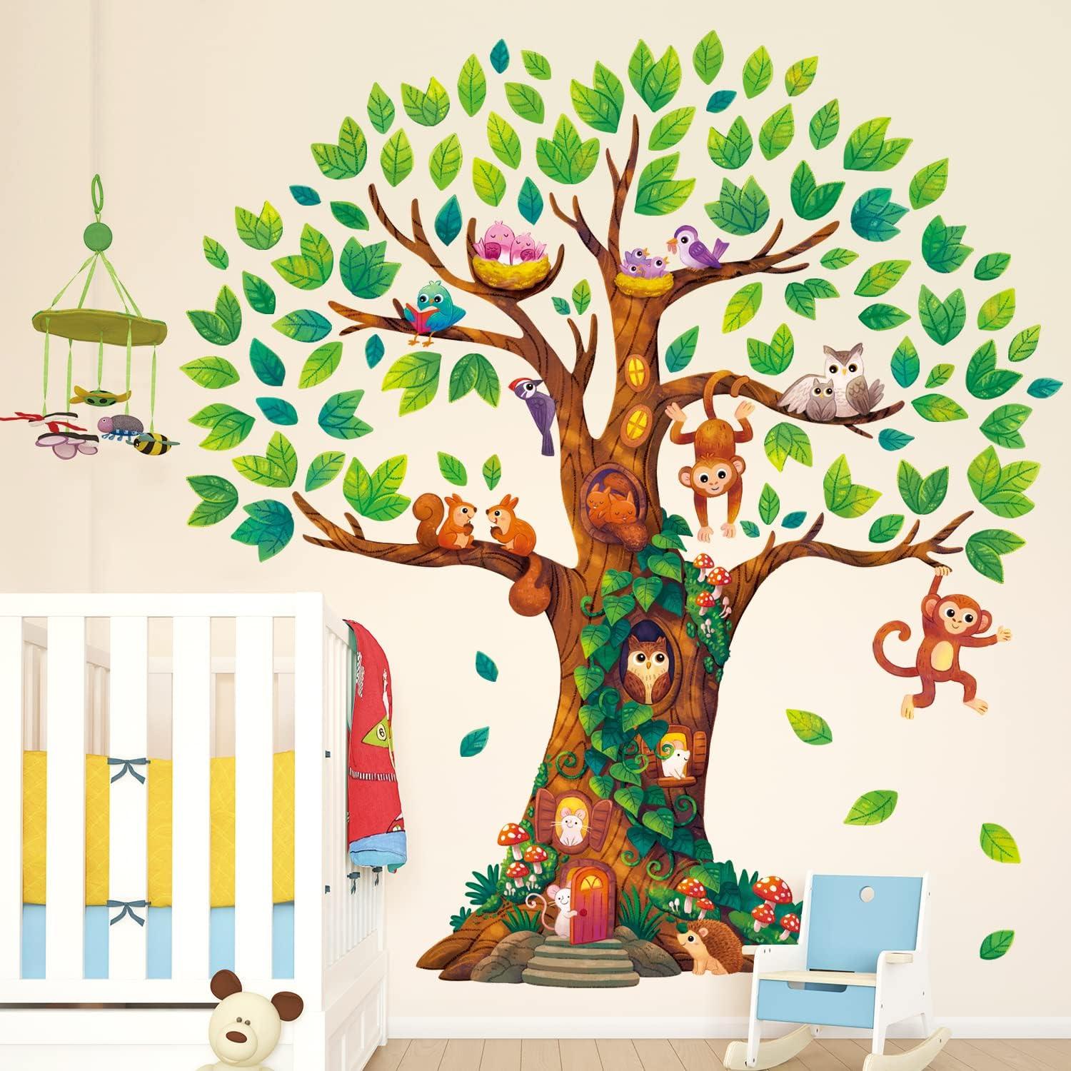 DECOWALL DL4-2303 Giant Woodland Tree Wall Stickers Animals Monkey ...