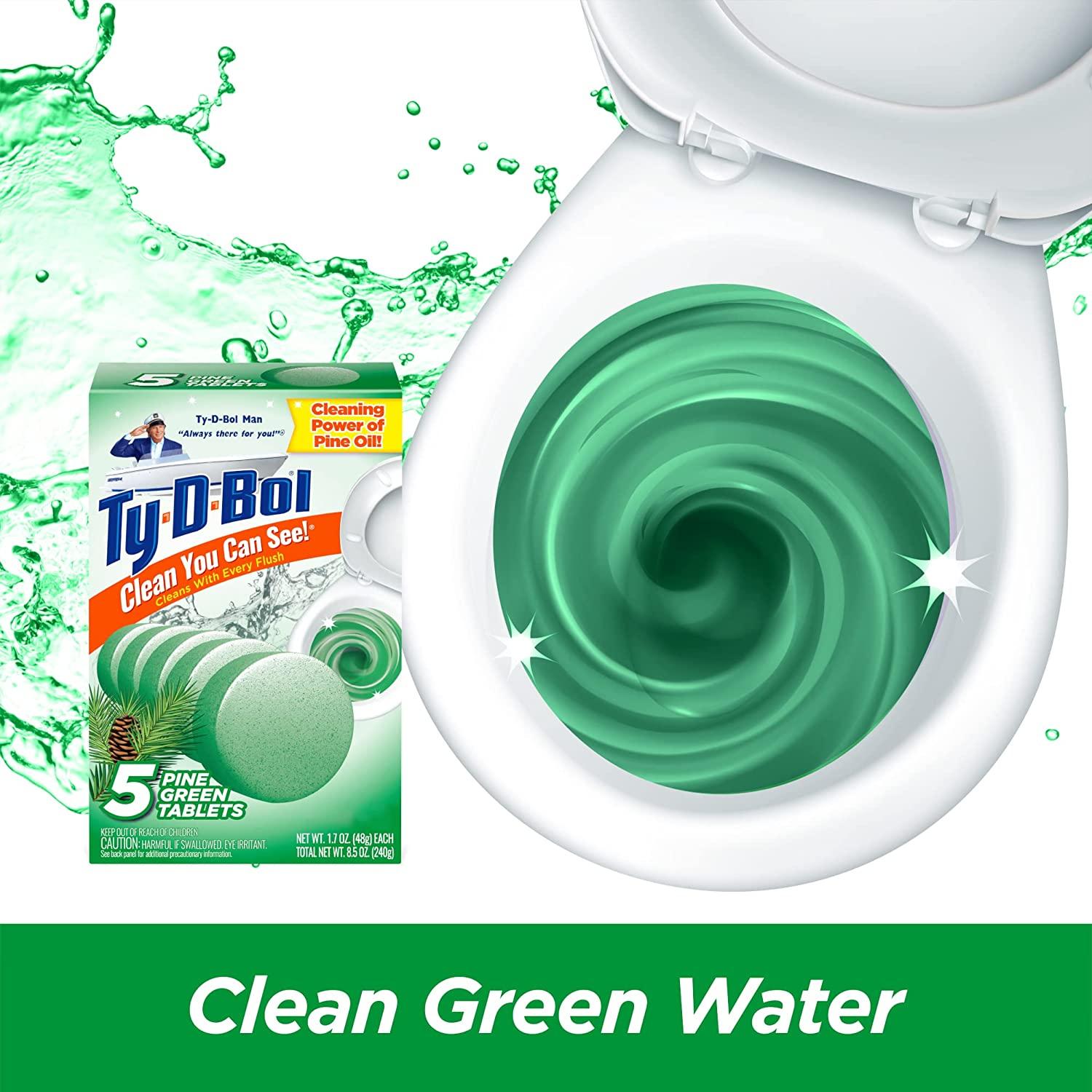 Ty-D-Bol Toilet Cleaner - Pine Green, Deodorizes & Cleans, 5 Tablets ...
