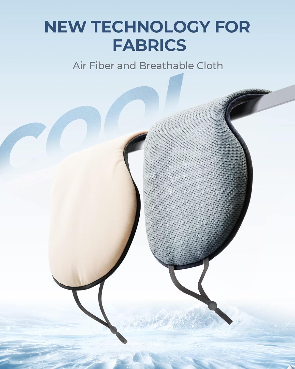 Adjustable Ear Loop Sleep Mask [2 Pack] Dual-Sided Fabric for Side and ...