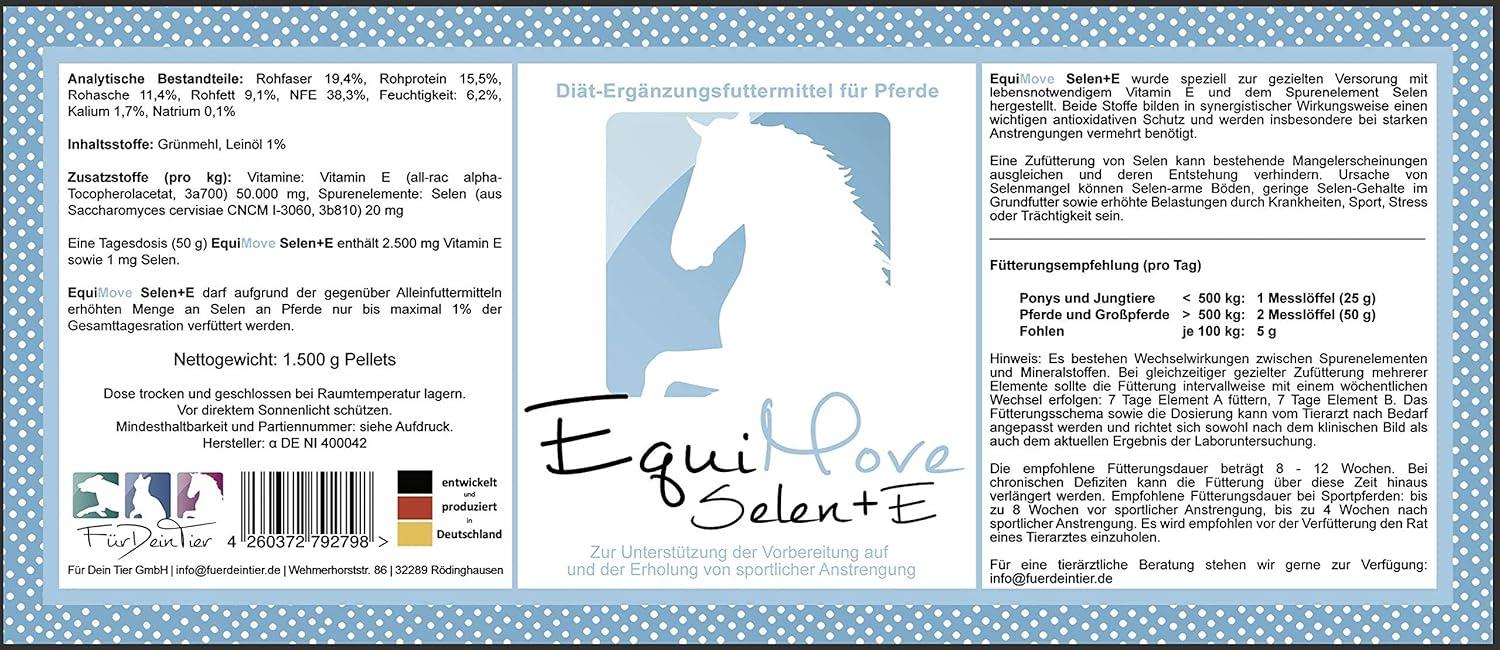 Equimove Selen + E: High-Dose Pellets for Muscle Endurance - 50 000 mg ...