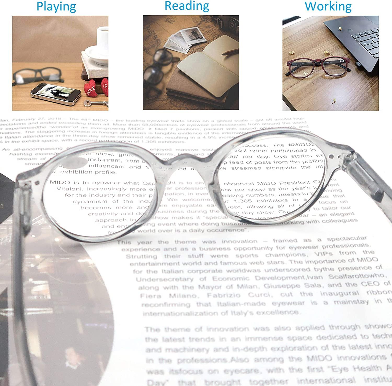 Reading Glasses 1.25 Readers 5 Pack - Lightweight Round Eyeglasses for ...