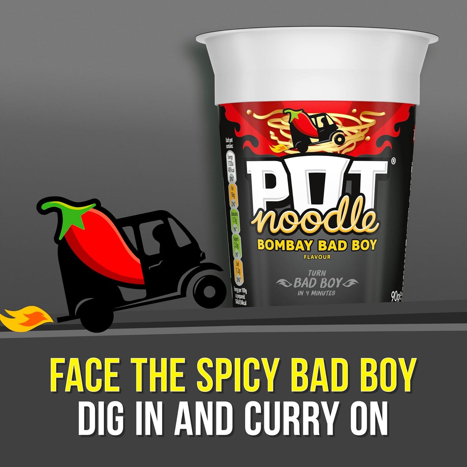Pot Noodle Bombay Bad Boy Standard Pot instant vegan* snack quick to ...